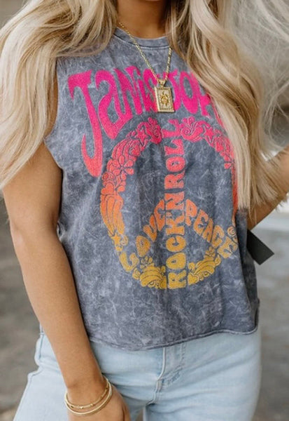 Prince Peter Collection - Janis Joplin Peace Love Muscle Tee Grey ...